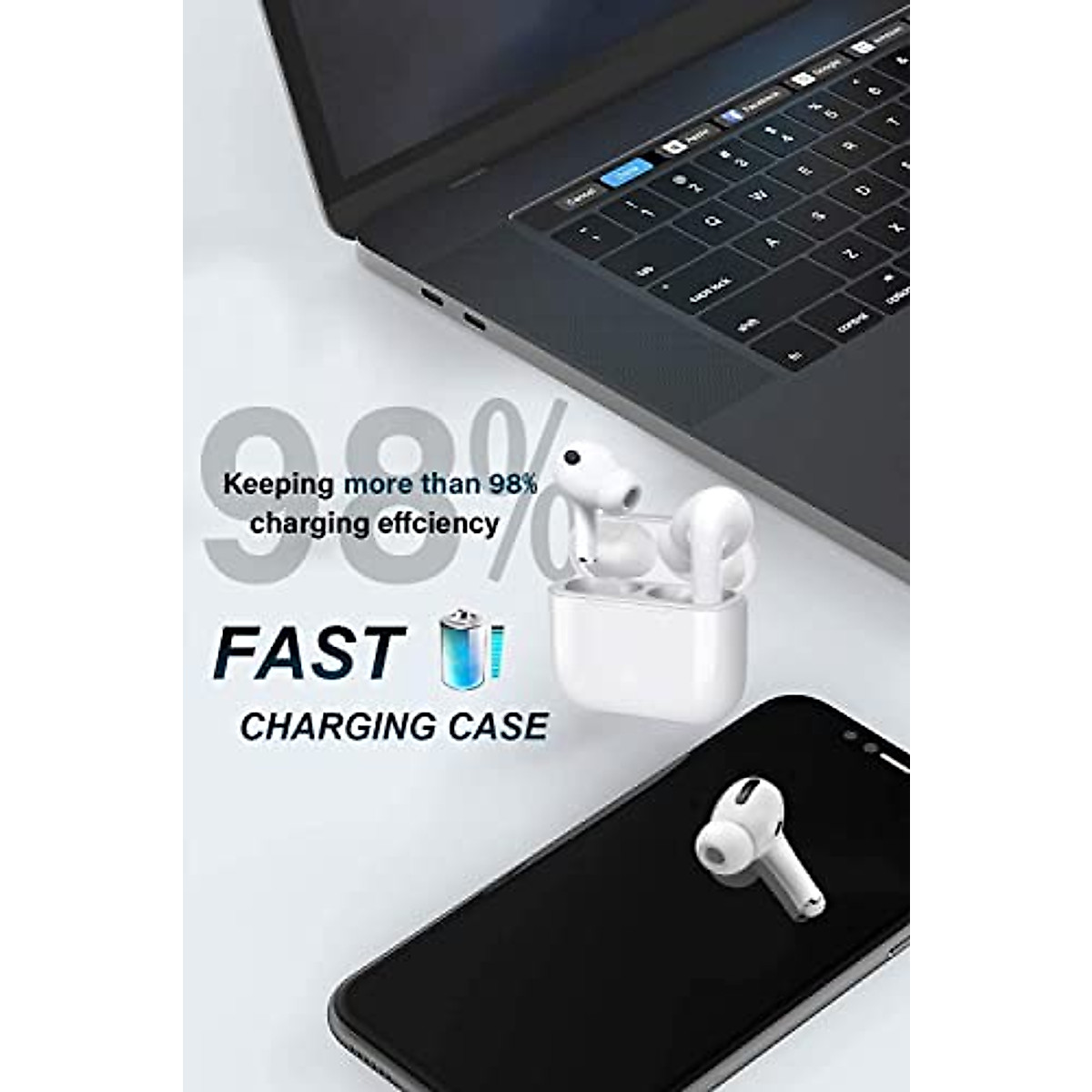 PANKELA Wireless Earbuds, Bluetooth 5.3 Headphones with Stereo HD Mics, Wireless Headphones ENC Noise Cancelling Earbuds, 30H Playtime Sports for iOS Andoird