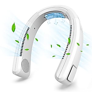 Neck Fan Portable Neck Air Conditioner Rechargeable 4000mAH Battery, Bladeless Neck Fans Neck Cooler for Women Man Personal Fan for Your Neck Cooling Device 3 Speeds Fan and Semiconductor Cooling Chip