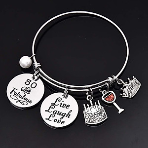 50th Birthday Gifts for Women Friend - 50 Birthday Gifts for Women for Friends Coworker Aunt Mom Mothers Gift Christmas Turning 50 Years Old Birthday Gifts for Women, 50 And Fabulous Bracelet