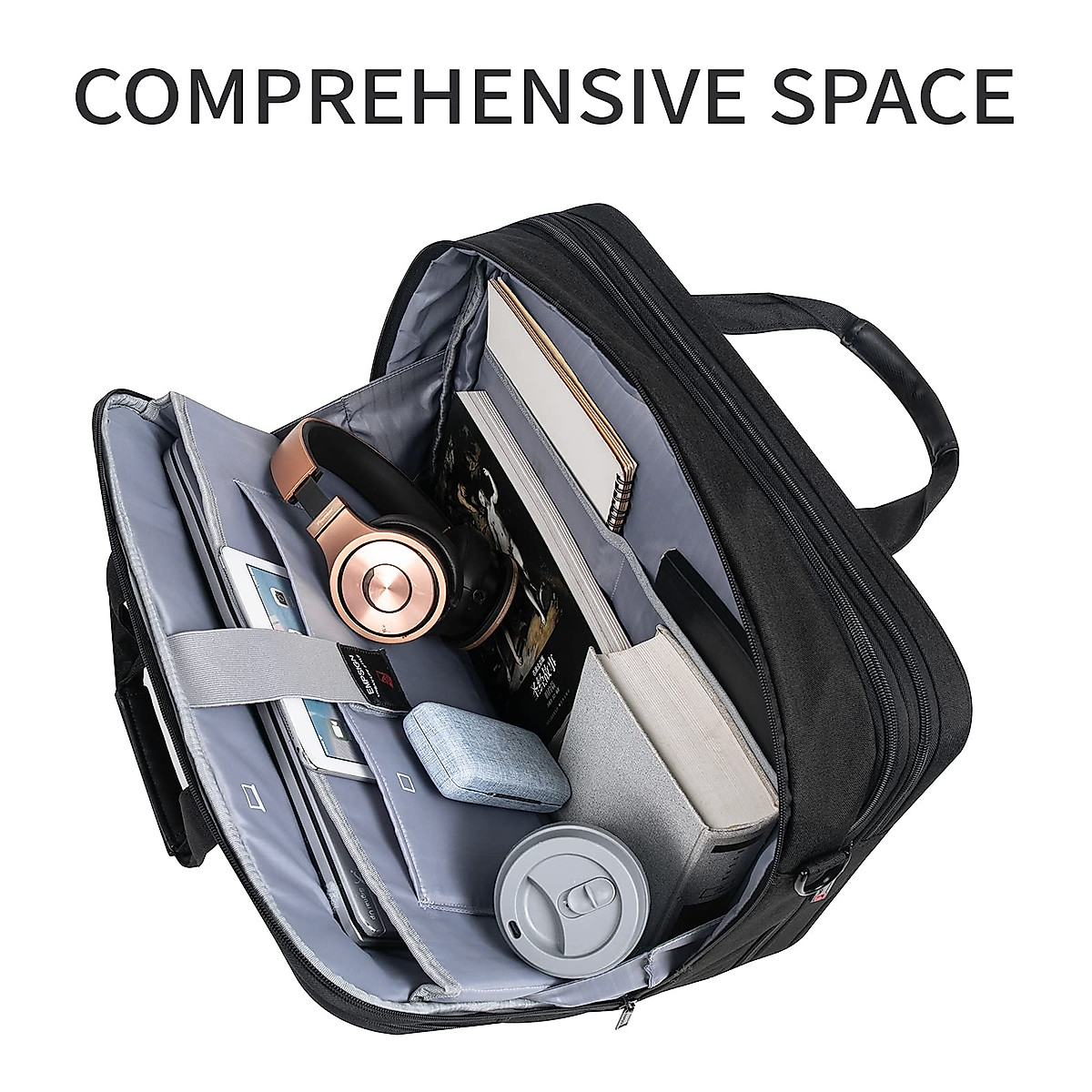 EMPSIGN 17.3 Inch Laptop Bag Briefcase, XL Gaming Computer Bag Laptop Case for Men & Women, Water Repellent, Office Carrying Case Shoulder Bag for Work Business Commute Travel School-Black