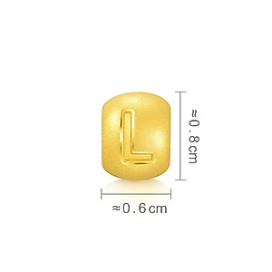 CHOW SANG SANG 999 24K Solid Gold Initial A-Z Letter Alphabets, Digits 0-9 Number Mini Charm Bracelet for Women and Men 92906C