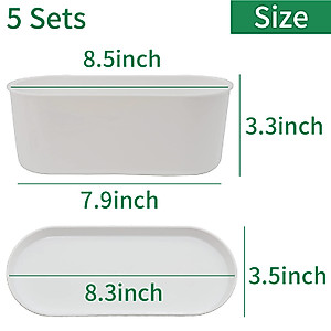 5-Pack Herb Planter,Window Boxes Planters with Multiple Drainage Holes,8.5" x 3.3" Oval Herb Garden Planter indoor/outdoor for Grow Plants, Flowers or Succulents, Deck Railing Window Planter Box