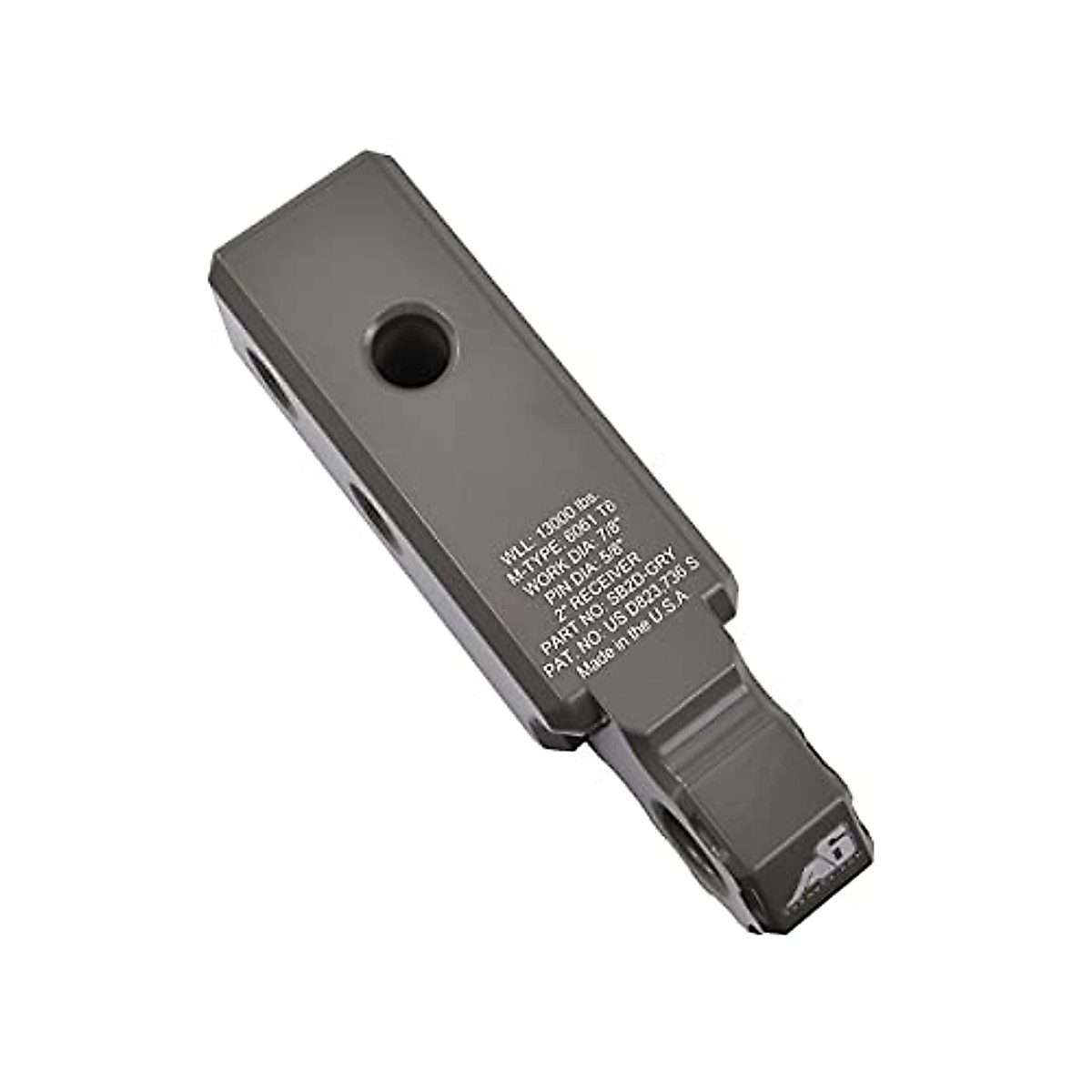 AGENCY 6 Recovery Shackle Block Assembly 2 INCH Double Hole Powder Coat Grey - Hitch Receiver Block - Proudly Made in The USA with US Certified Materials - Includes Hitch pin and D-Ring