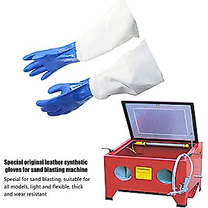 Jewboer 23.6" Canvas Rubber Sandblasting Sand blaster Protection Gloves for Sandblast Cabinets XL,1 pair