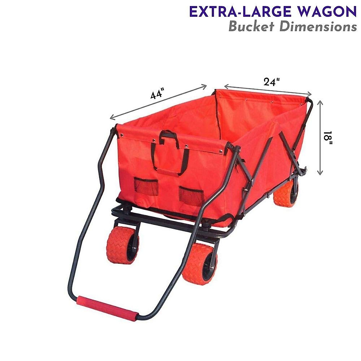 Impact Canopy Folding Collapsible Utility Wagon, Extra-Large Wagon with All-Terrain Wheels, Red