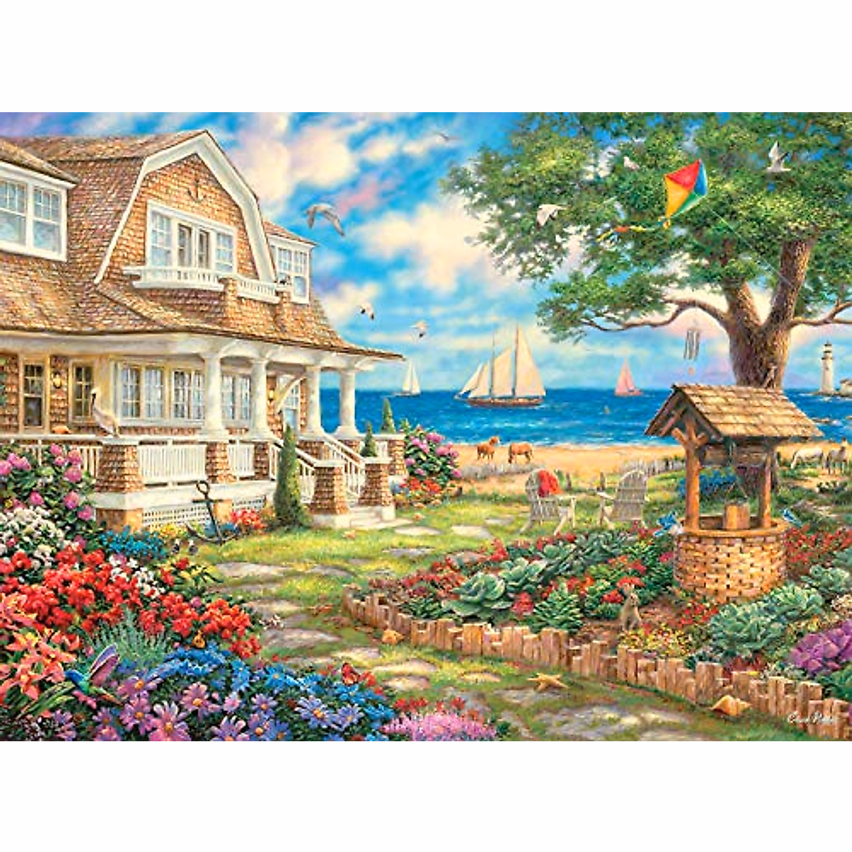 Buffalo Games - Sea Garden Cottage - 1000 Piece Jigsaw Puzzle with Hidden Images