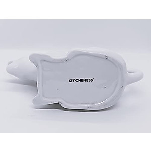 Kitcheness Puking Cat Gravy Bowl, funny kitty gravy boat, cat puking gravy boat, porcelain cat gravy boat, barfing cat shaped novelty gravy boat thanksgiving, christmas gravy boat (White)