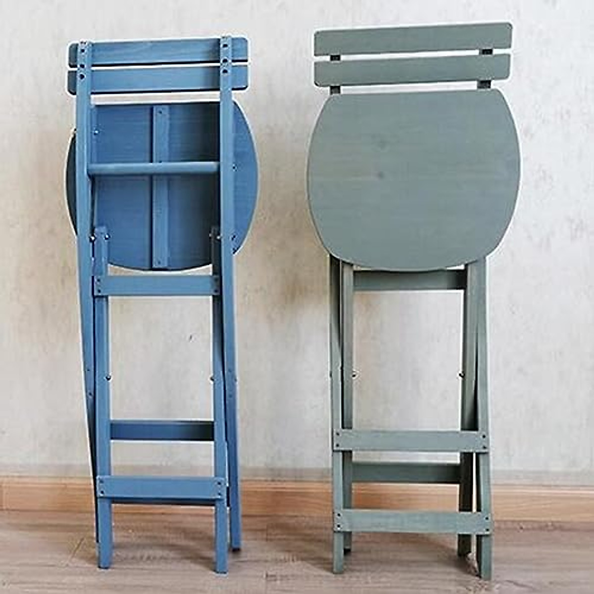 Folding Bar Stool, Counter Height Stool, Dining Chair with Backrest and Footrest, Bamboo, Foldable Outdoor Leisure Chair for Home Kitchen(Green)