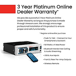 Boss Audio Systems MR632UAB Marine Receiver – Weatherproof, Bluetooth Audio and Hands-Free Calling, USB, MP3, AM/FM, Aux-in, No CD Player, RGB Multi-Color Illumination, Detachable Front Panel, white