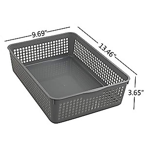 Nicesh A4 Size Plastic Basket, Desktop File Storage Organization Tray, Set of 6 (Grey)
