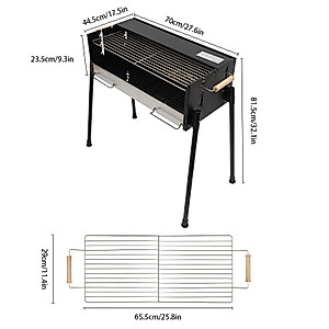Folding Barbecue Grill Stainless Steel Portable Charcoal BBQ Grill Lightweight Tabletop Grills Outdoor Camping Barbecue Grill Tools for Patio Backyard, Hiking Picnics, Outdoor Event