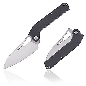 TACRAY Folding Kitchen Chef Knife, Foldable Camping Knife with VG10 Stainless Steel Blade, Anti-skidding and Ergonomic Designed G10 Handle for both Indoor and Outdoor Cooking