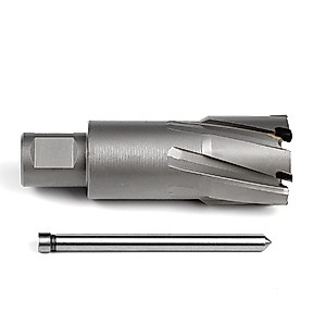 Annular Cutter Carbide JESTUOUS 3/4 Inch Weldon Shank 2 Cutting Depth 1-1/4 Cutting Diameter TCT Two Flat Bit for Drill Press with Pilot Pin