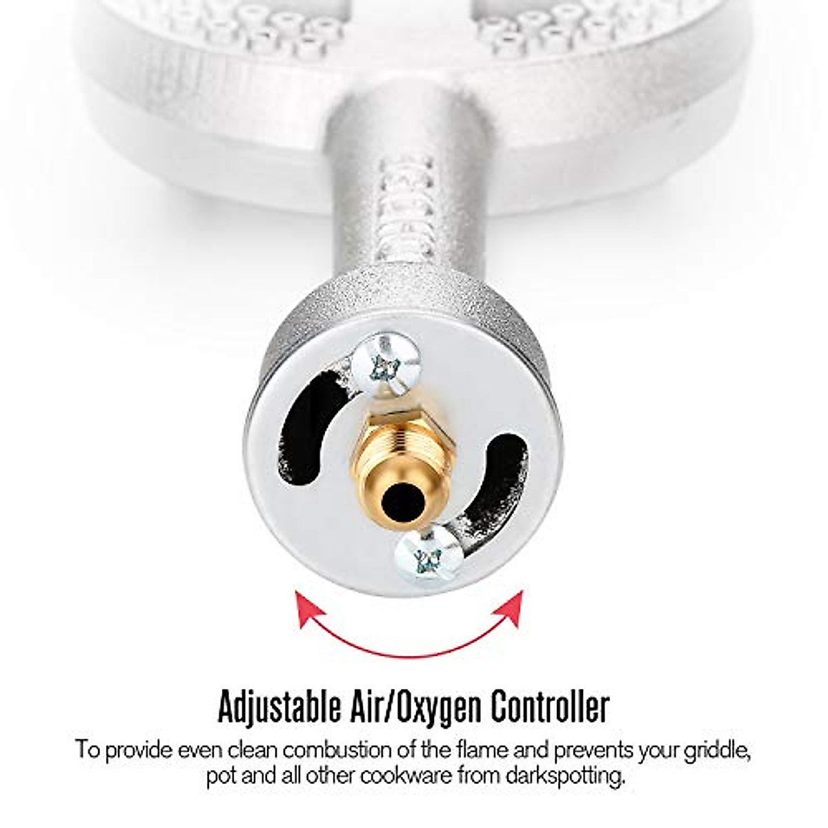 WADEO High Pressure Cast-Iron Round Propane Burner Head with 4FT 20 PSI Adjustable High Pressure Propane Regulator with Hose and Brass Fitting