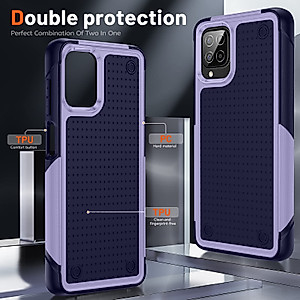 Jeylly for Samsung Galaxy A12 Case, Samsung A12 Phone Case with Screen Protector [2 Pack], Heavy-Duty Tough Rugged Slim Shockproof Protective Case for Samsung Galaxy A12/M12, Light Purple