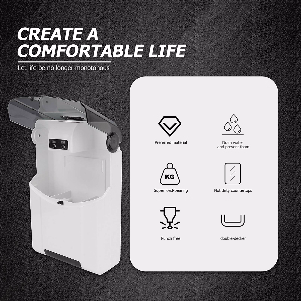 DOITOOL Kitchen Wall Utensil Holder Caddy Electric Kitchen Tool Draining Box Chopsticks Storage Spoon Fork Cutlery Container Organizer