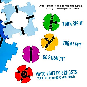 Thames & Kosmos Huey: The Line-Tracking, Color-Sensing Robot | Screen-Free Coding & Robotics Kit for Ages 5+ | Pre-Built Robot w/Color Sensor, Puzzle-Shaped Coding Discs | No Smart Device Required