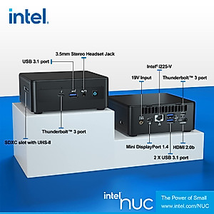 Intel NUC 11, NUC11PAHi5 Canyon Mini PC Desktop, Win 10 Pro Mini Computer, Core i5-1135G7 Processor, 4Core,8MB Cache, 28W Iris Xe Graphics, WiFi6, Thunderbolt 3 (16GB RAM+512GB PCIe SSD)