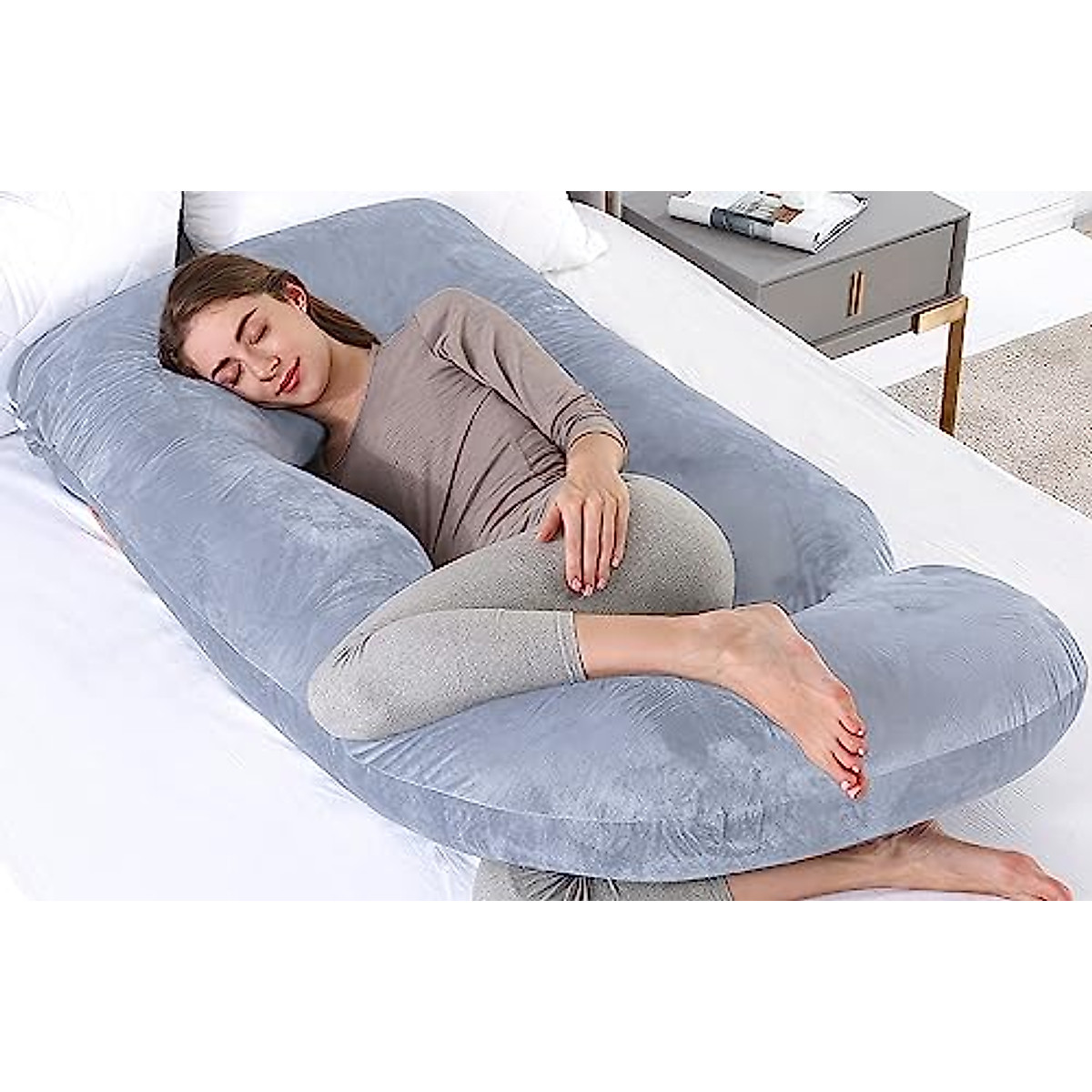yoyomax Pregnancy Pillows, U Shaped Full Body Maternity Pillow Memory Foam Pregnancy Pillow with Removable Cover, 57 Inch Pregnancy Pillows for Sleeping, Washable, Removable Cover (Grey)