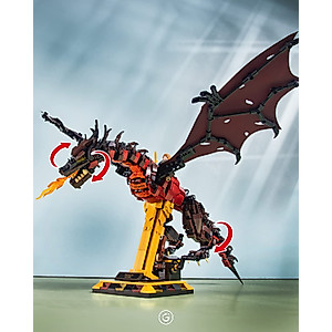 Givenni Fire Dragon Building Set with Display Stand - Smaug 1359 PCS Construction Building Bricks Model for Teen and Adults（New 2024）