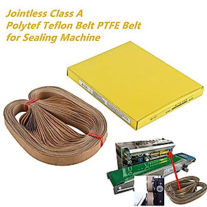 Jointless Class A Polytef Teflon Belt PTFE Belt for Sealing Machine Automatic Continous Band Sealer Teflon Seamless Sealing Tape 50Pcs/Pack (750mm/29.5", 15mm/0.59", 0.2mm/0.008")