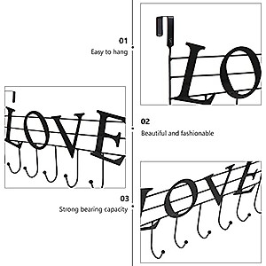 Healifty 1pc Storage Over Hook Hats Livingroom Mudroom Door Rails Towel Hanger Jackets Punching- free Decor Iron Hanging Home Metal Shop Clothes Wall Art Gadget Love Duty Hangers The