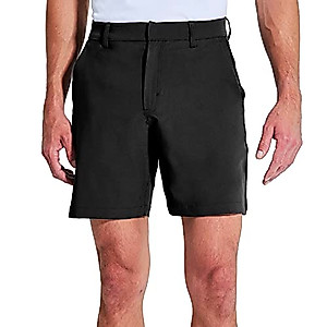 MIER Men's Hiking Shorts 8" Lightweight Outdoor Work Shorts for Men Travel Golf Camping Casual with 5 Zipper Pockets, Black, XXL