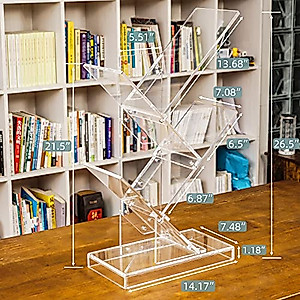 Aizesuro Tabletop Acrylic 3-Tier Standing Tree Bookshelf, CDs/Movies/Books Storage Rack, Organizer Bookcase Shelves for Home Office, Living Room, Bedroom