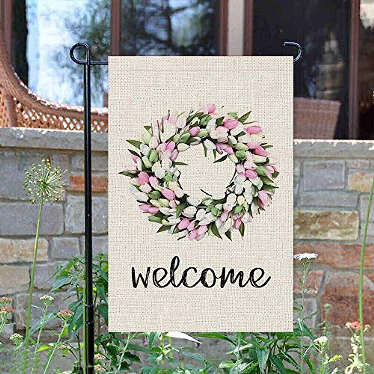 Outdoor Garden Flag, Welcome Garden Flag 12 x 18 Inch, Garden Flag Banner Flag, Garland-The maximum width of the flag used for outdoor garden lawns is 12.5 inches