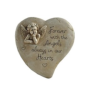 Angel Memorial Stone, Remembering a Loved One, Angel Statue Sympathy Gifts, Outdoor Garden Stepping Stones, Cemetery Decoration,7.48" H.