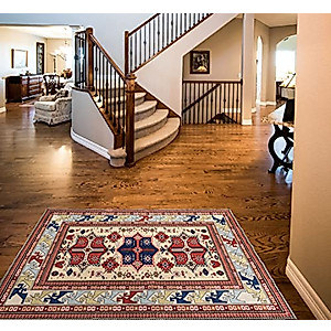 Tapechi Machine Washable Rug – Geometric Area Rug – Pet-Friendly Shed/Stain-Resistant Non-Slip Rug – Boho Retro Traditional Colored Carpet Rugs The Whole Home (5' x 7', Vintage)