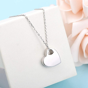 Jinlou Loved Ones Urn Pendant Necklace 925 Sterling Silver Keepsake Memorial Heart Cremation Jewelry for Women(Simple)