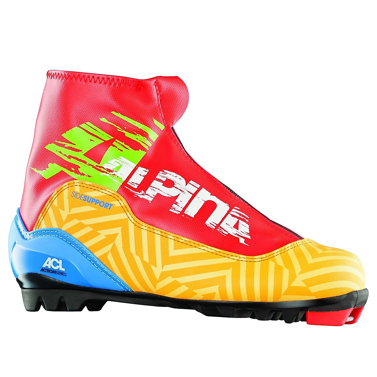 Alpina ACL Action Series Cross-Country Nordic Classic Ski Boots, Yellow Multi, 46