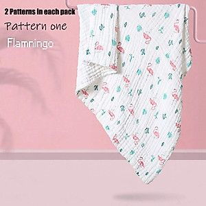 2 Pack Muslin Baby Swaddle Blanket Baby Nursery Bath Towel 6 Layers 43.3'' by 41.3'' Super Absorbent Premium Soft Natural for Sensitive Skin Baby 100% Organic Cotton