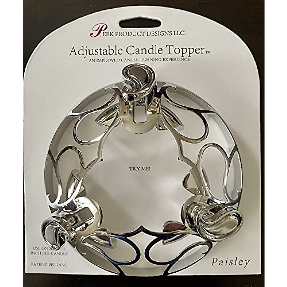 Peek Product Designs Adjustable Candle Topper for Jar Candles - Paisley - Candle Cover Shade Sleeves Candle Lid
