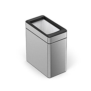 simplehuman 10 Liter / 2.6 Gallon Profile Open Trash Can, Brushed Stainless Steel