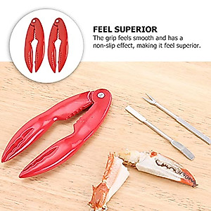 Happyyami 2Pcs Crab Clamp Lobster Clip Stainless Steel Multifunctional Peeler Seafood Tool Crab Eating Gadget Seafood Sheller Metal Spoons Kitchen Gadget to Open Aluminum Alloy Juicer