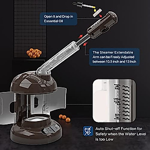 Kingsteam Facial Steamer - Ozone Steamer with Extendable Arm - Professional Nano Ionic Facial Steamer for Deep Cleaning - Portable for Personal Care Use at Home or Salon