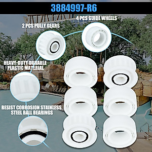 Wztepeng 4 Pcs Guide Wheels with 2 Pully Gears Pool Cleaner Replaces 3884997-R6 Compatible with Dolphin M400 M500 Deluxe 4 Deluxe 5 Pool Cleaner Accessories