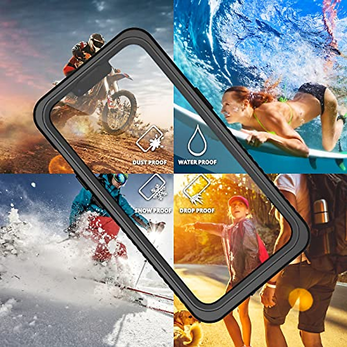 ANTSHARE for iPhone 13 Pro Max Case Waterproof, iPhone 13 Pro Max Phone Case with Built-in Lens & Screen Protector [Real 360] [IP68 Underwater] [Dropproof] Clear Case for iPhone 13 Pro Max 6.7’’,Black