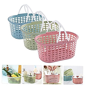 3pcs Storage Tote Basket Toiletry Bag with Handle Dorm Organizers for Portable Organizer Handles Plastic Baskets Bin Shelf College Bathroom Kitchen Caddy Supplies Pantry Shower