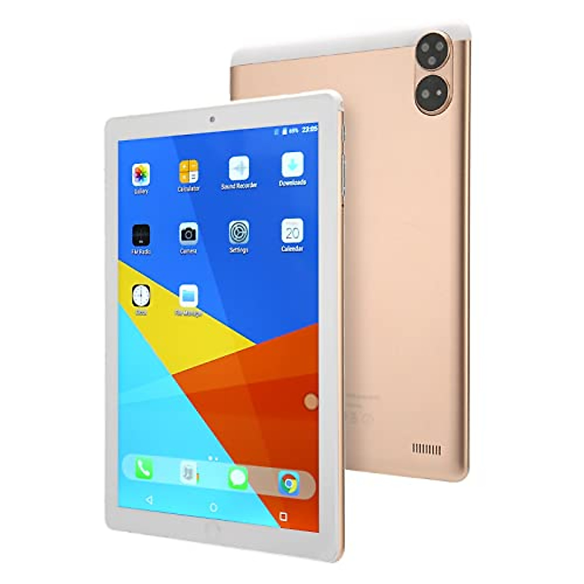 64GB Storage Tablet PC, 10.1 Inch 1280x800 HD Touchscreen, Android5.1 4GB RAM Quad Core, 2MP Front 5MP Rear Camera, 5500mAh Battery, 3G Dual SIM, 5G WiFi Computer Tablets, Gold