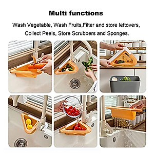 2 Pack Stretchable Kitchen Sink Drain Basket,Extending Kitchen Sink Strainer Basket for Faucet, Swan Triangle Sink Drain Basket for Kitchen Sink