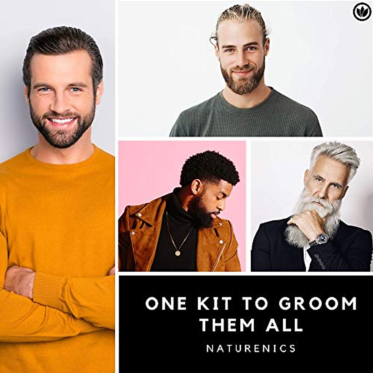 Naturenics Premium Beard Grooming Kit for Men - 100% Organic Unscented Beard Oil, Beard Balm Butter Wax, Beard Brush, Beard Comb, Beard Scissors for Beard & Mustache-with Bamboo Box & eBook