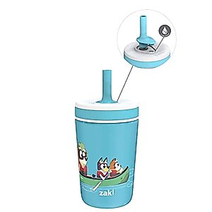 Zak Designs Bluey Kelso Toddler Cups For Travel or At Home, 12oz Vacuum Insulated Stainless Steel Sippy Cup With Leak-Proof Design is Perfect For Kids (Bluey, Bingo, Grandad Mort)