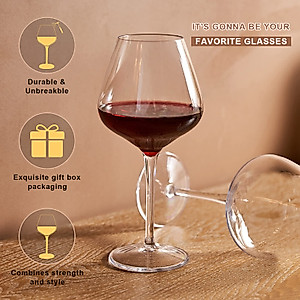 MICHLEY Unbreakable Two Designs Red Wine Glasses 18 oz & 15 oz with Long Stem, Tritan Plastic Clear Glassware Dishwasher Safe, Set of 8