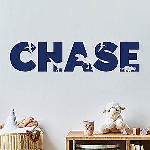 Dinosaur Custom Name Vinyl Wall Decal Sticker Art for Boys and Girls, Dino Theme Bedroom and Nursery Room Decor for Kids
