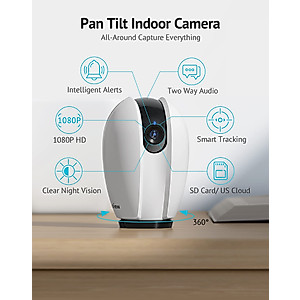 LaView Security Cameras for Home + 2X 32GB SD Cards, PT Baby Monitor System with Motion Detection, Two-Way Audio, Night Vision, Indoor WiFi Camera for Baby/pet, Alexa, USA Cloud Service