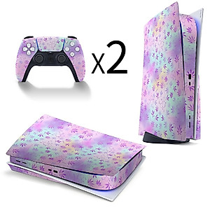 Weed Chemical Formula Full Protective Skin Cover Design Wrap Decal Sticker Compatible with PS5 Disk Version Console and Controller