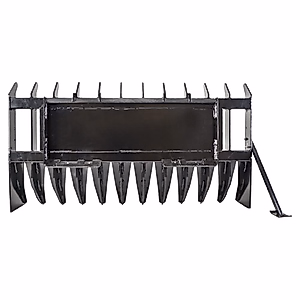 Titan Attachments Skid Steer Root Rake Attachment 66in Wide, Universal Quick Tach Hookup, Root Clearing Brush Rake, Land Clearing Site Prep Implement, Roll Debris, Silage, Brush to Burn Pile